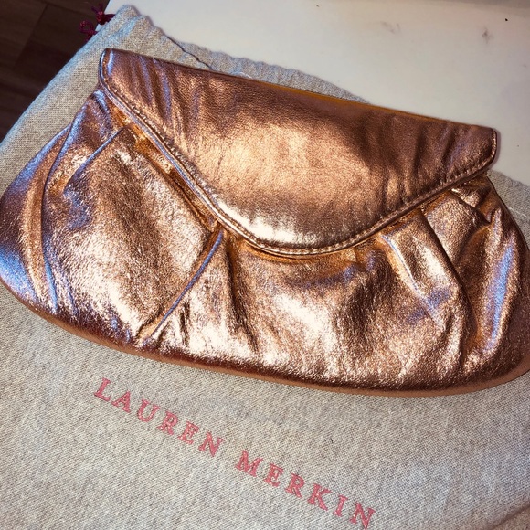 Lauren Merkin | Bags | Laura Merkin Rose Gold Metallic Clutch | Poshmark